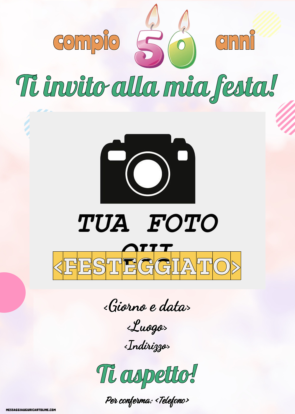 Invito con foto per 50 anni | Crea inviti personalizzati di compleanno ...
