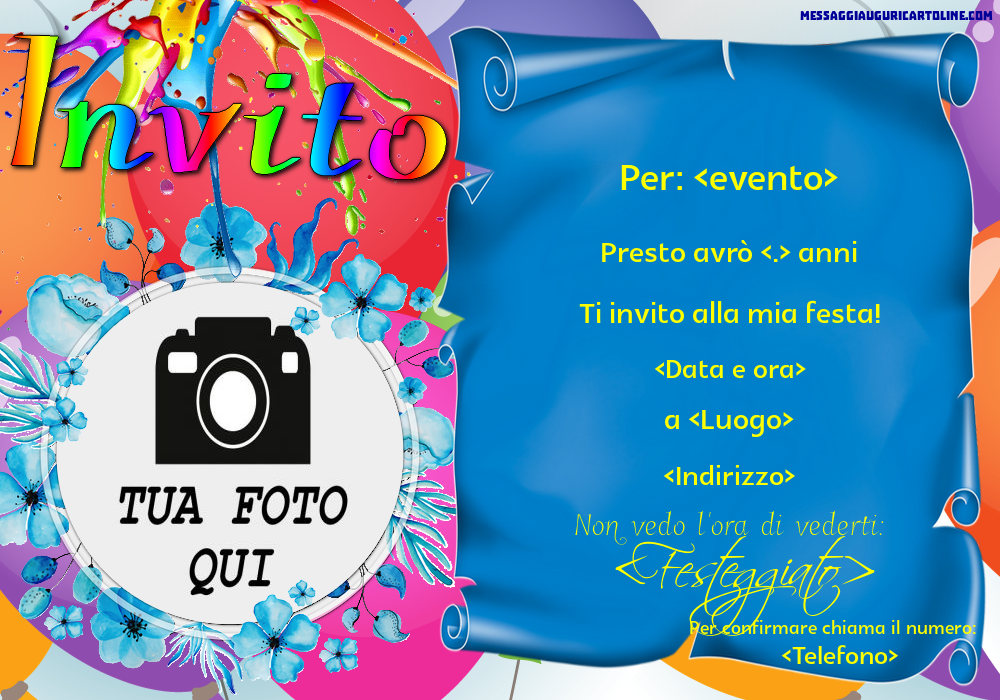 Invito personalizzato con immagine e testo | Crea inviti personalizzati ...