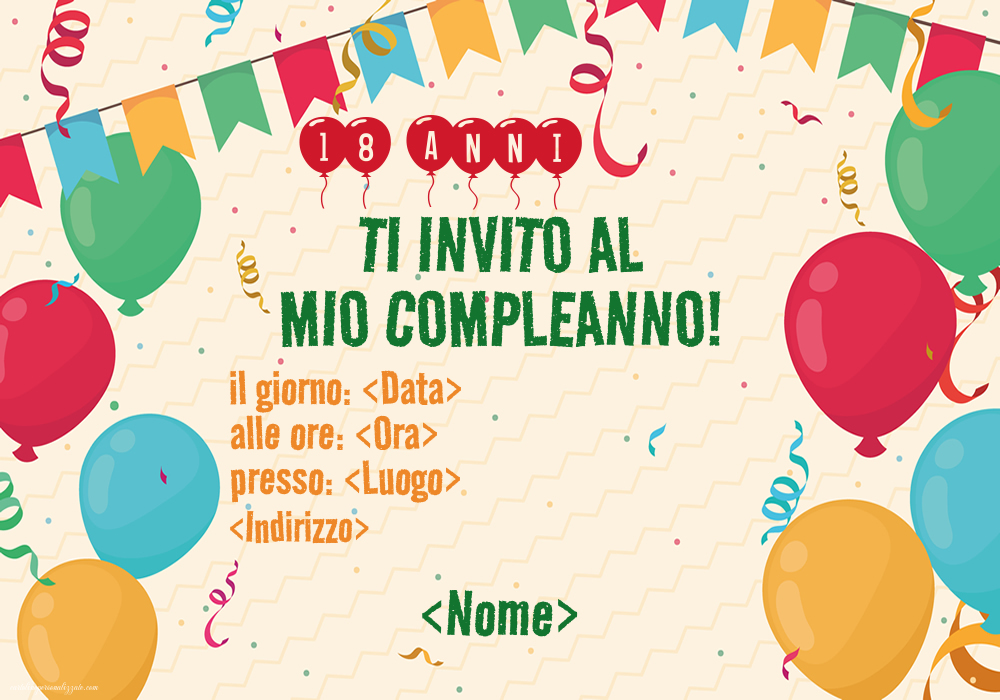 Invito editabile online con palloncini e coriandoli | Crea inviti ...