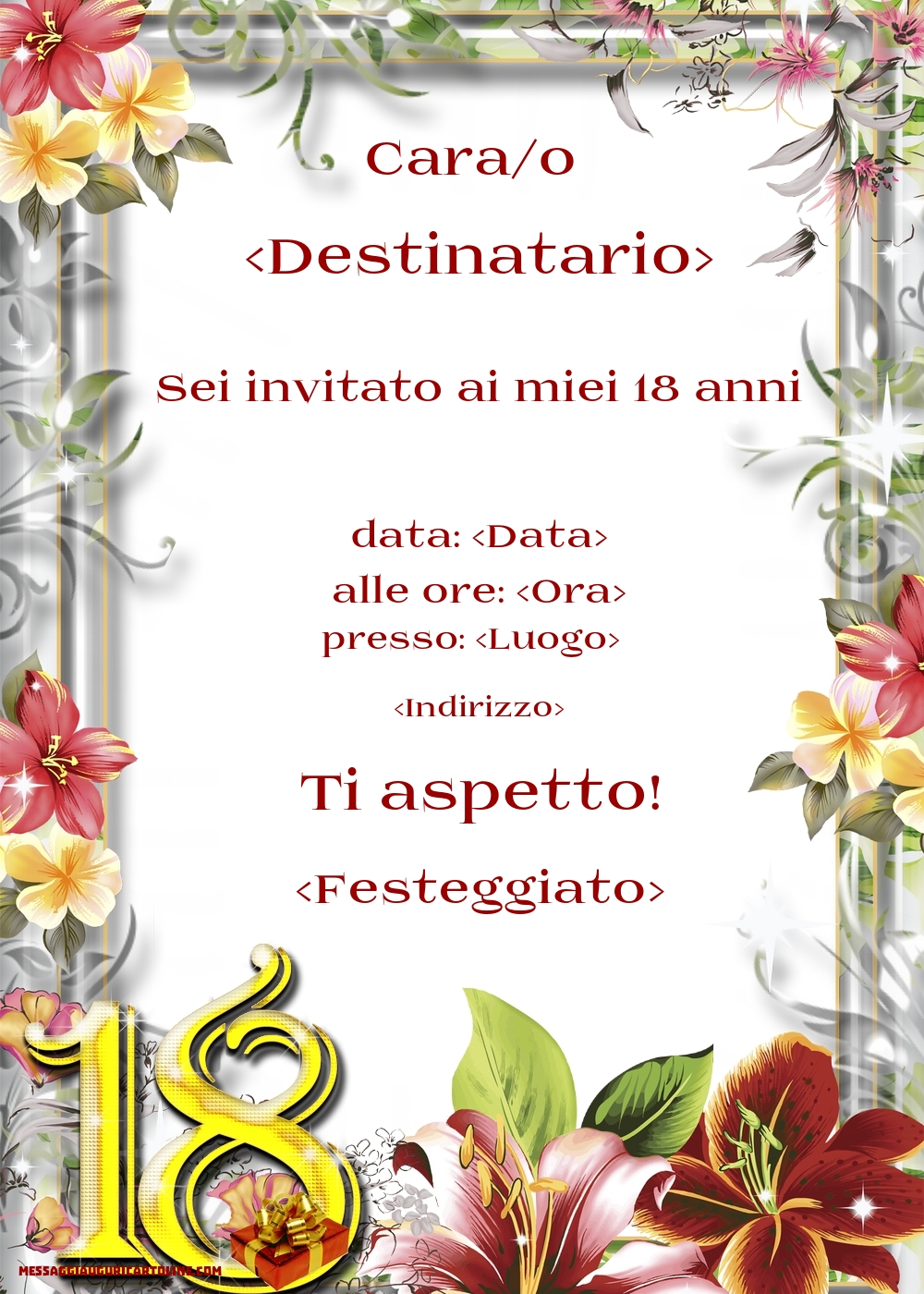 Invito alla mia festa di compleanno con bordo floreale | Crea inviti ...