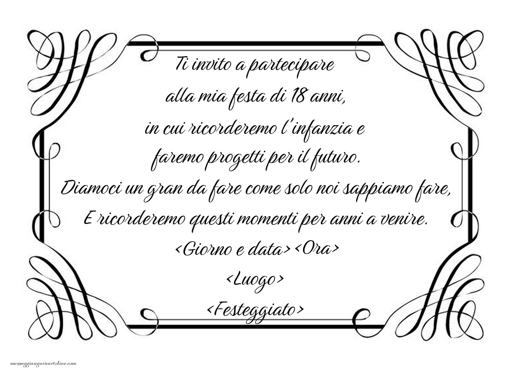 Inviti personalizzati 18 anni | cartolinepersonalizzate.com