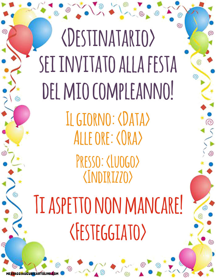 Invito alla festa con palloncini | Crea inviti personalizzati di ...