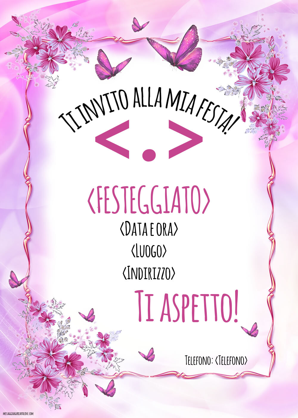 Invito splendido con farfalle per ragazza | Crea inviti personalizzati ...