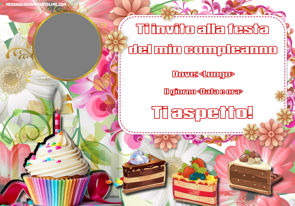 Invito con foto, torta e fiori | Crea inviti personalizzati di ...