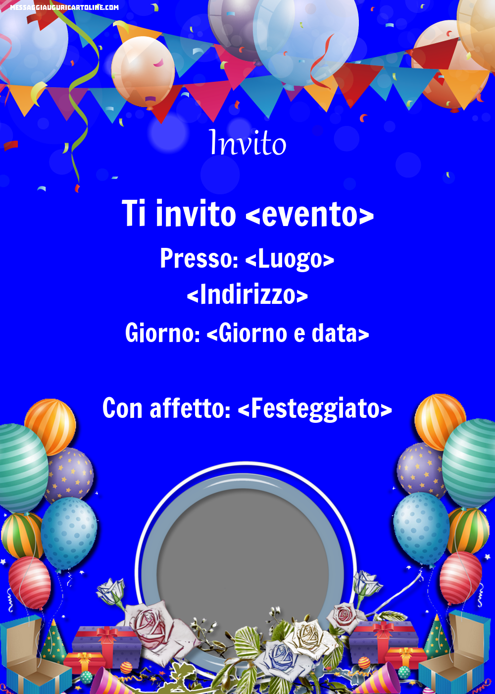Invito con la tua immagine e palloncini | Crea inviti personalizzati di ...