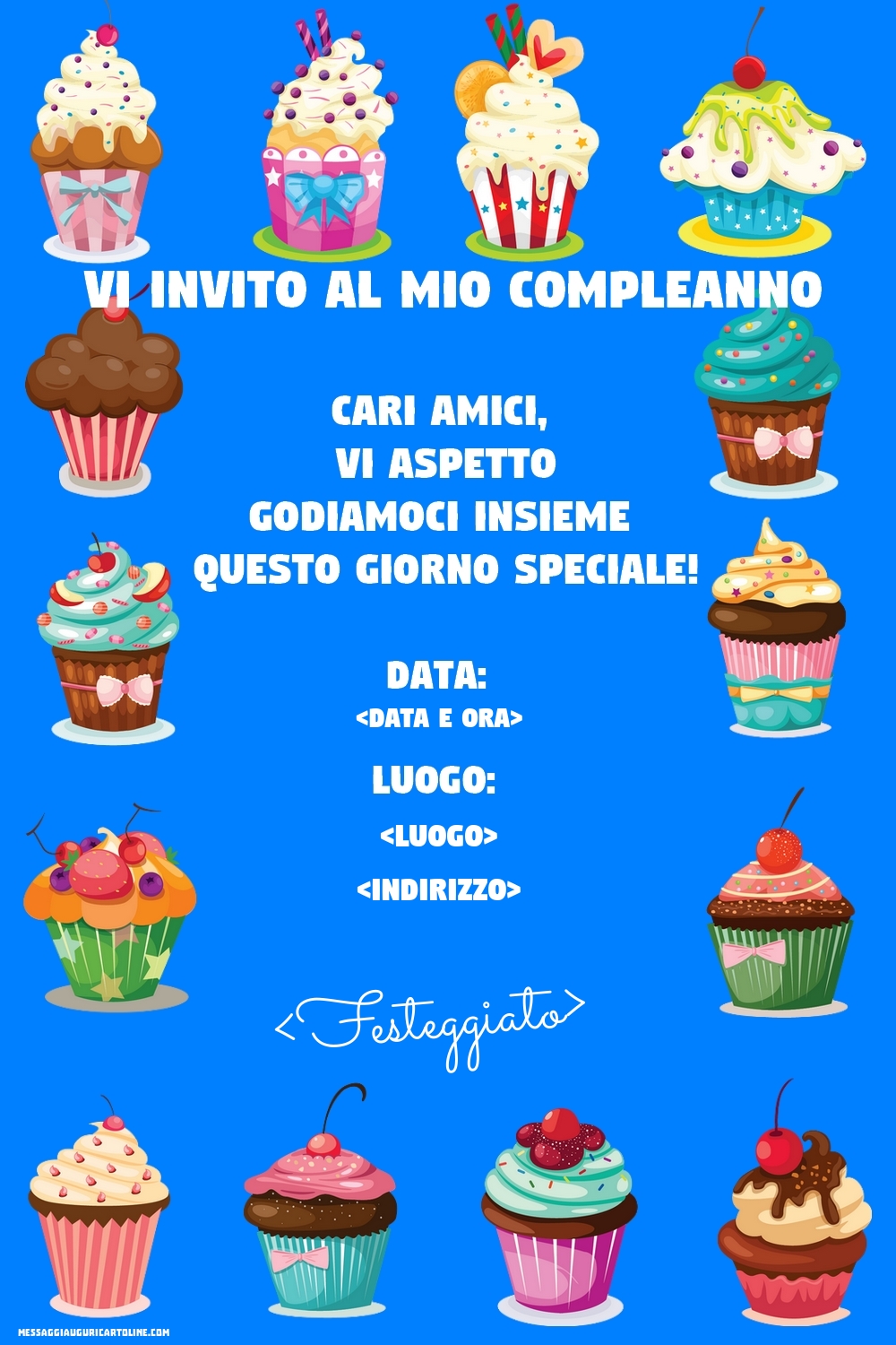 Invito di compleanno con bordo torta | Crea inviti personalizzati di ...