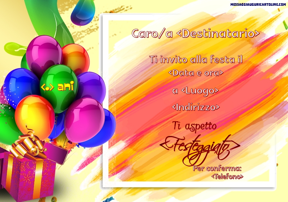 Invito personalizzato con regalo e palloncini | Crea inviti ...