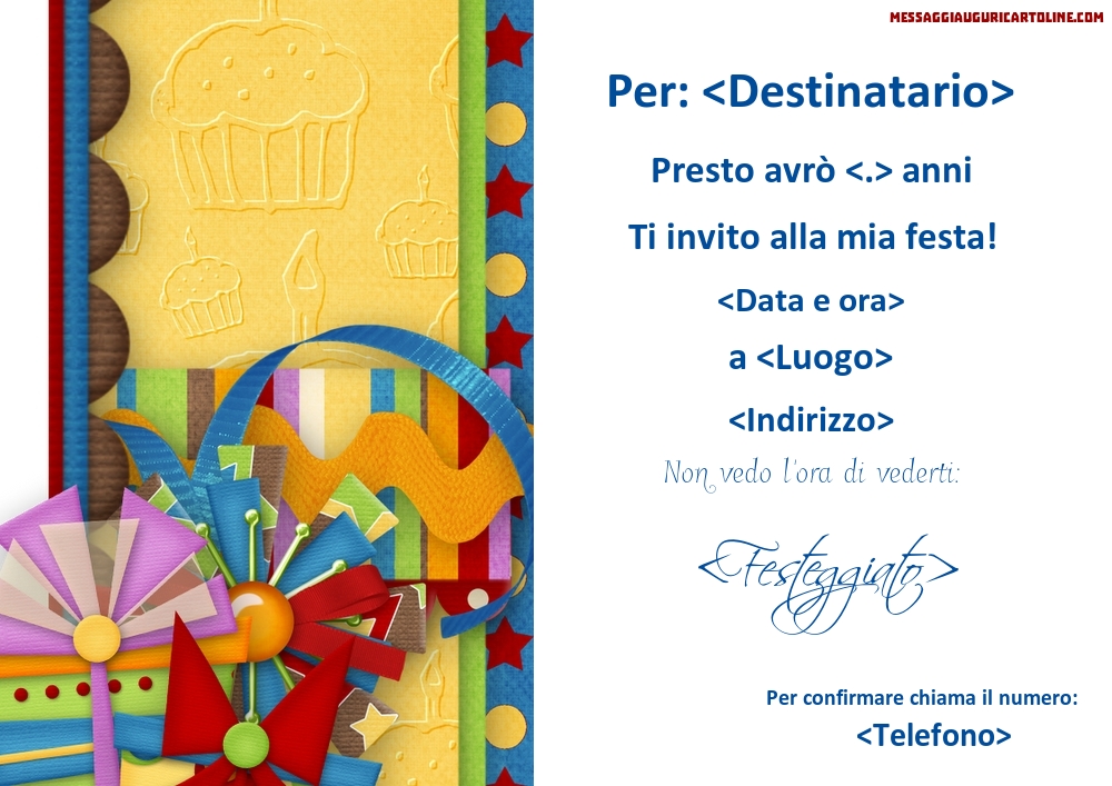 Invito di design fatto a mano con torte e regali | Crea inviti ...