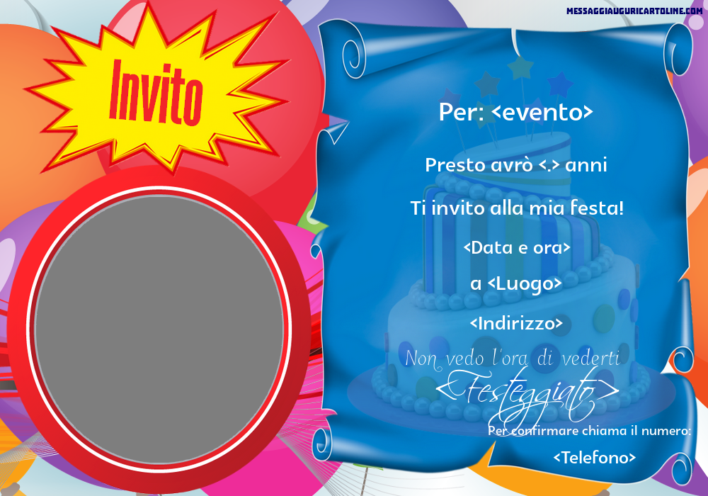 Invito personalizzato con foto e torta | Crea inviti personalizzati di ...