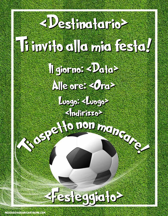 Invito compleanno calcio | Crea inviti personalizzati di compleanno per ...