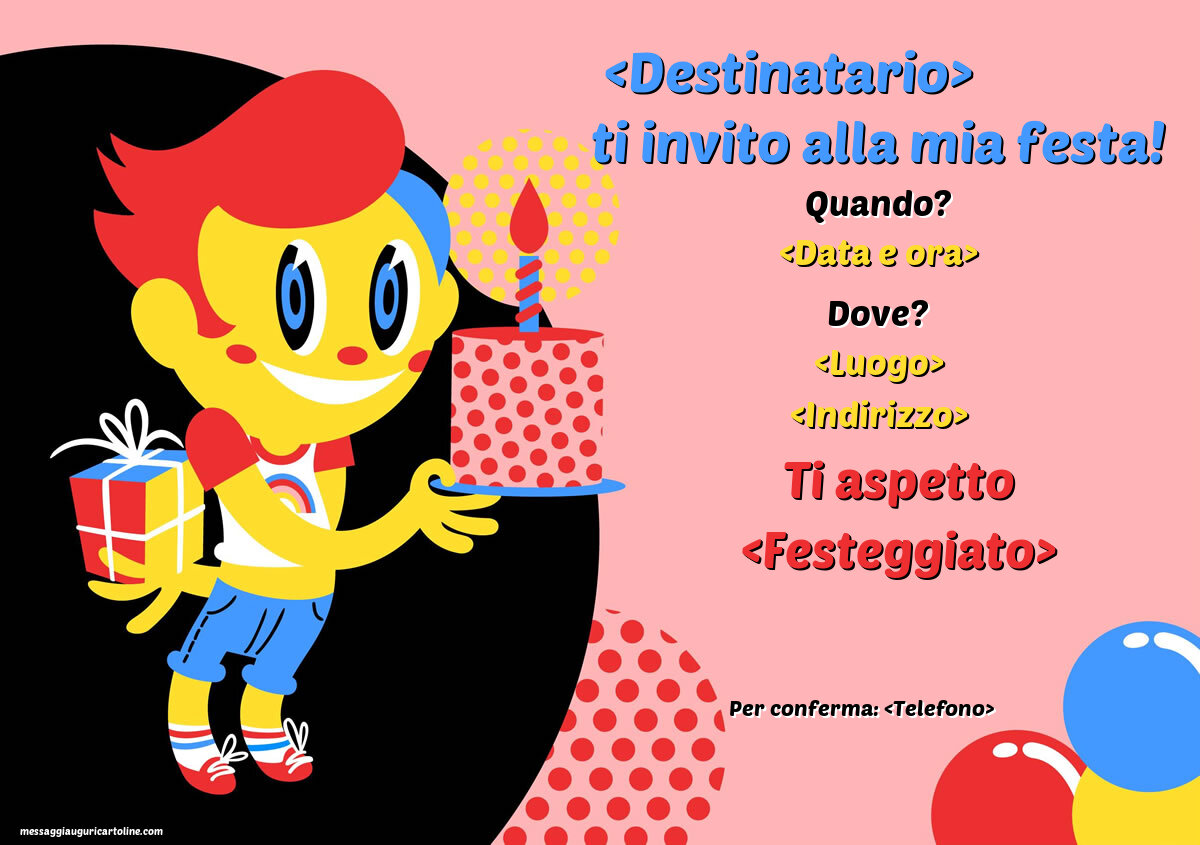 Invito divertente con torta e palloncini | Crea inviti personalizzati ...
