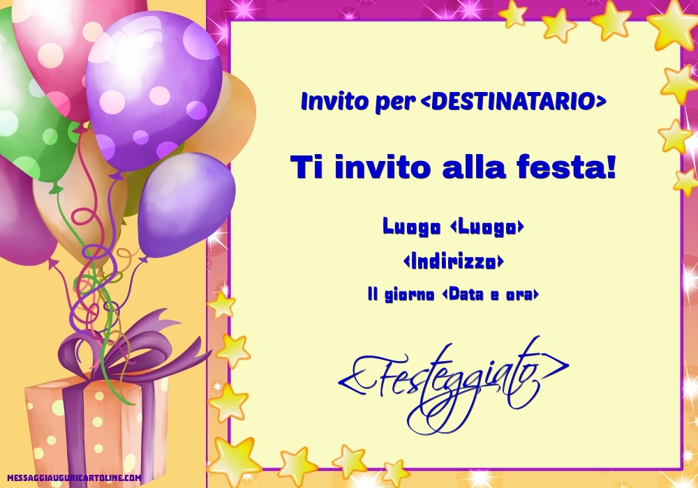 Invito con scatole regalo e mazzo di palloncini | Crea inviti ...