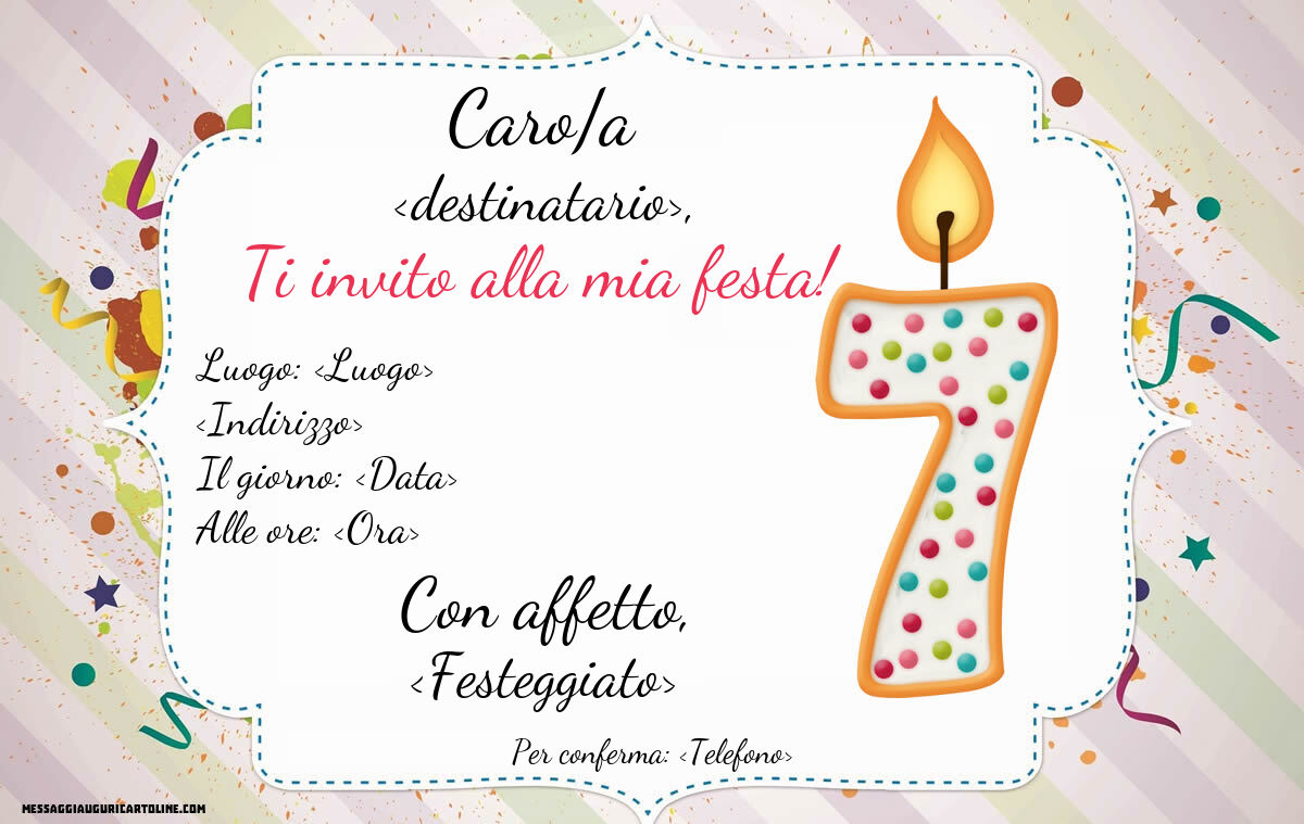 Inviti personalizzati di compleanno per bambini: 7 anni ...