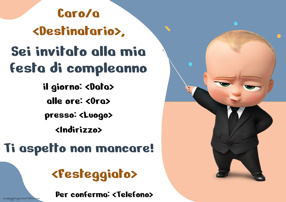 Invito digitale Baby Boss | Crea inviti personalizzati di compleanno ...