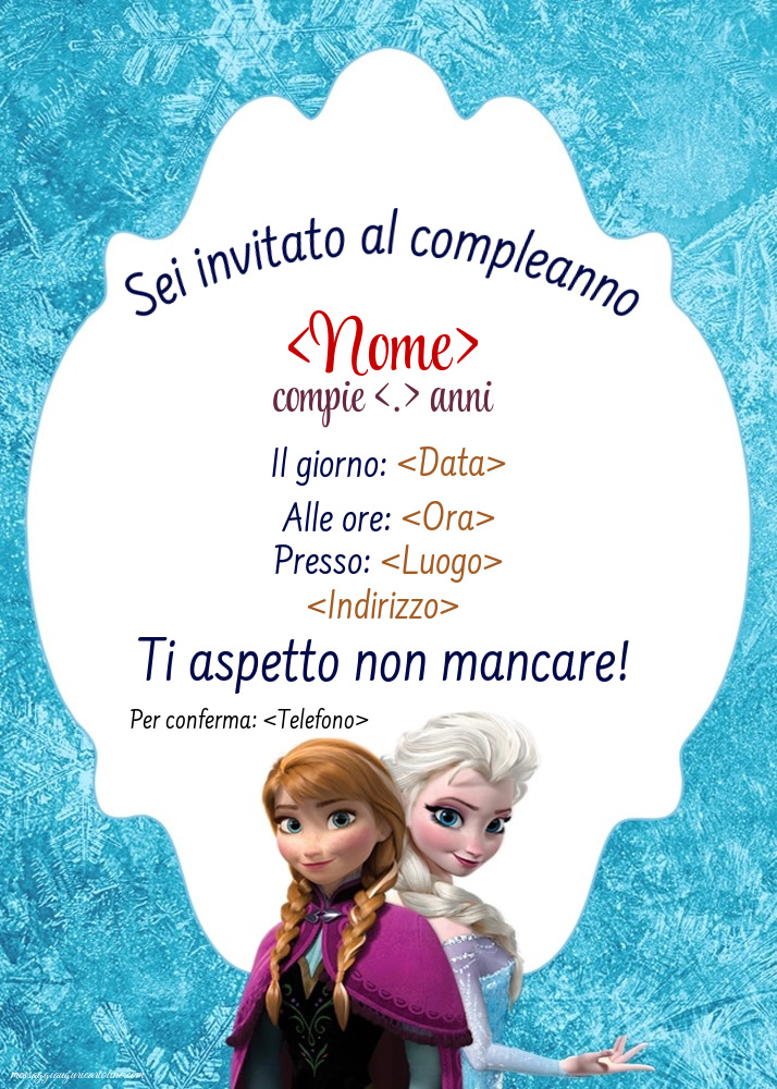Modello di invito bambina con Elsa e Anna | Crea inviti personalizzati ...