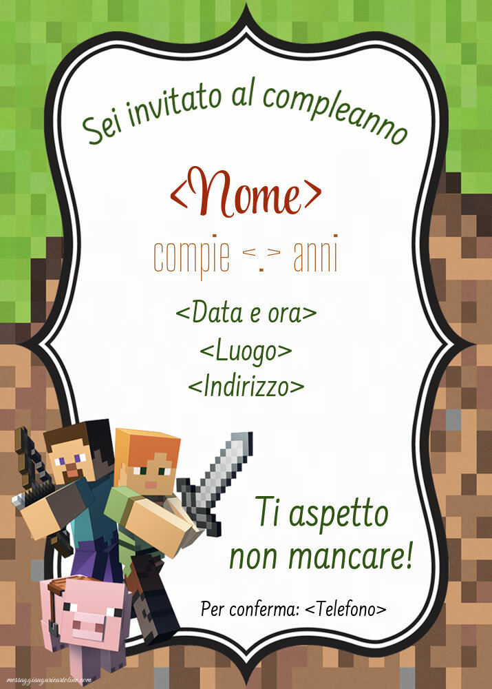 Invito alla festa di Minecraft per ragazzi | Crea inviti personalizzati ...
