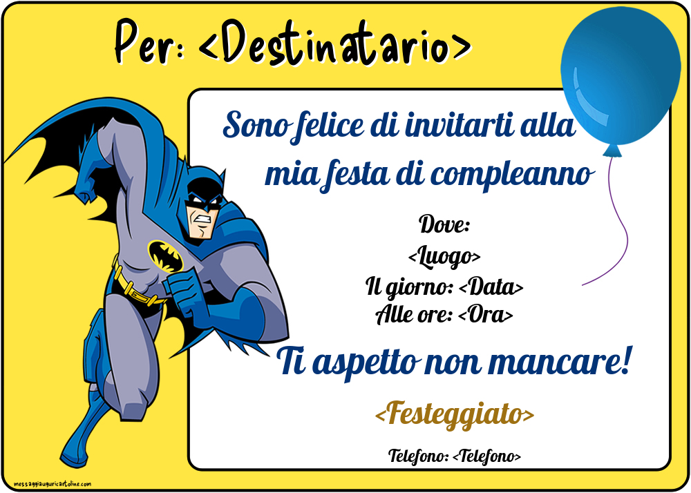 Invito ai ragazzi: Divertiamoci per il mio compleanno con Batman | Crea ...