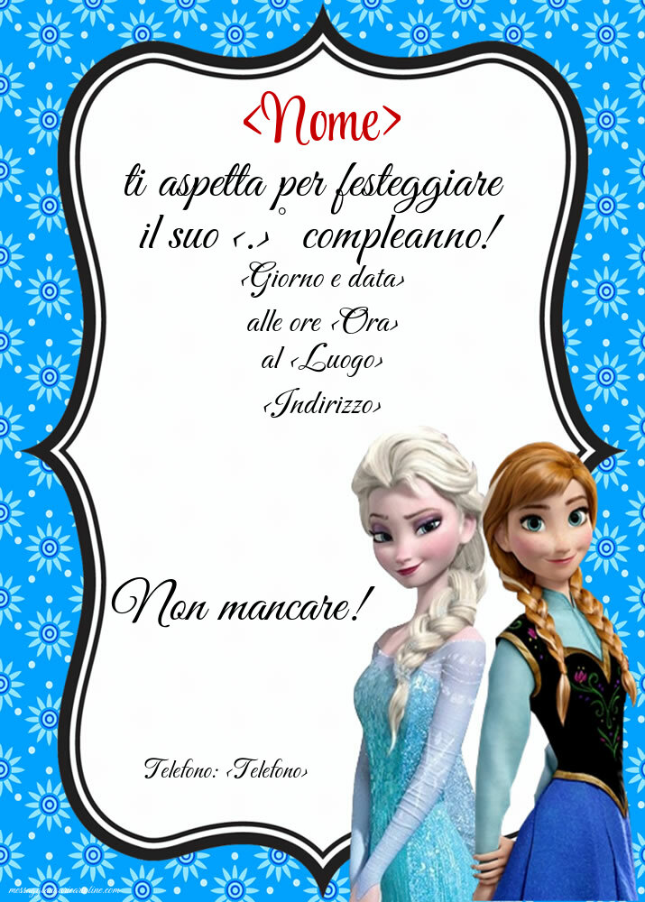 Invito Frozen con Anna ed Elsa | Crea inviti personalizzati di ...