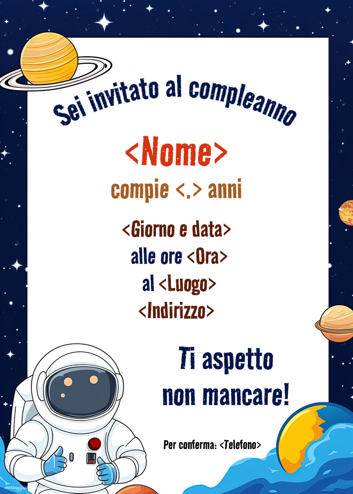 Modello di invito con tema spazio e galassia | Crea inviti ...