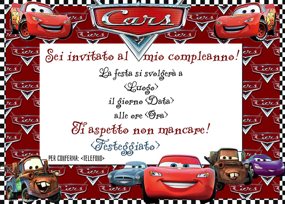 Inviti personalizzati di compleanno per bambini: Auto ...