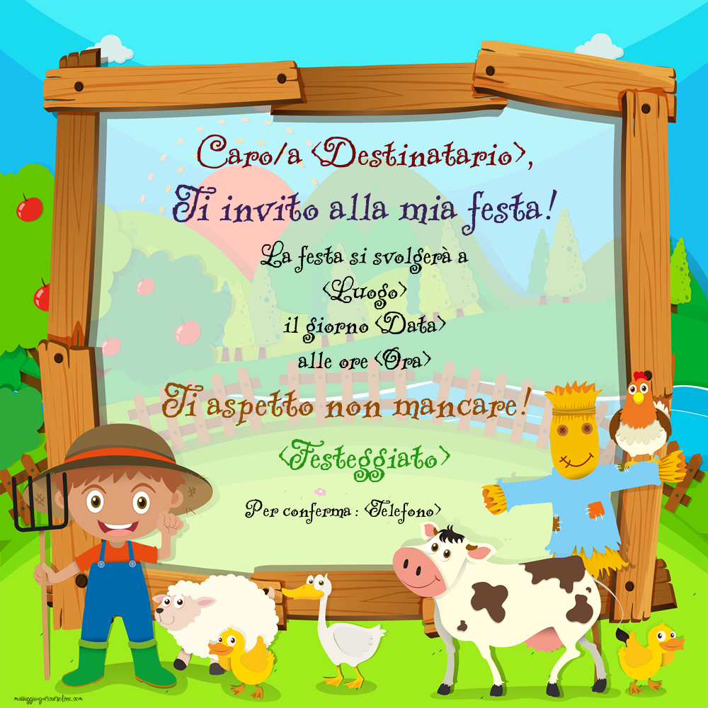 Inviti personalizzati di compleanno per bambini: Fattoria ...