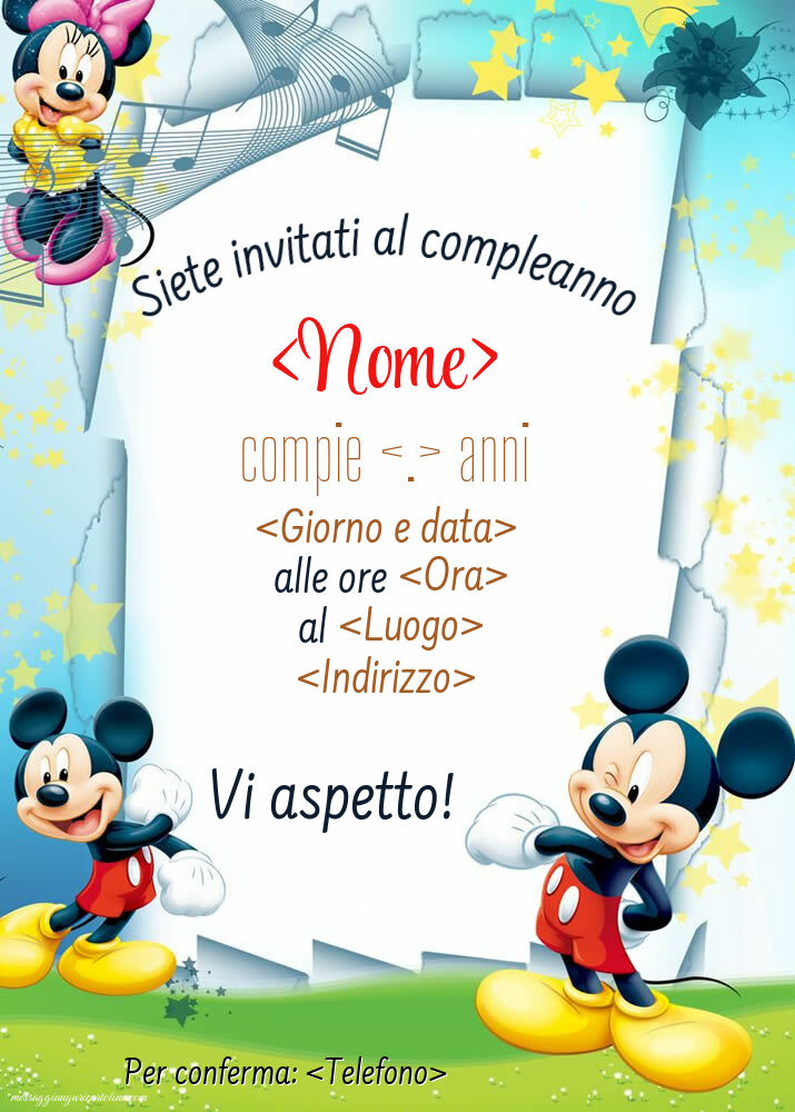 Invito con Topolino e Minnie per bambini o bambine | Crea inviti ...