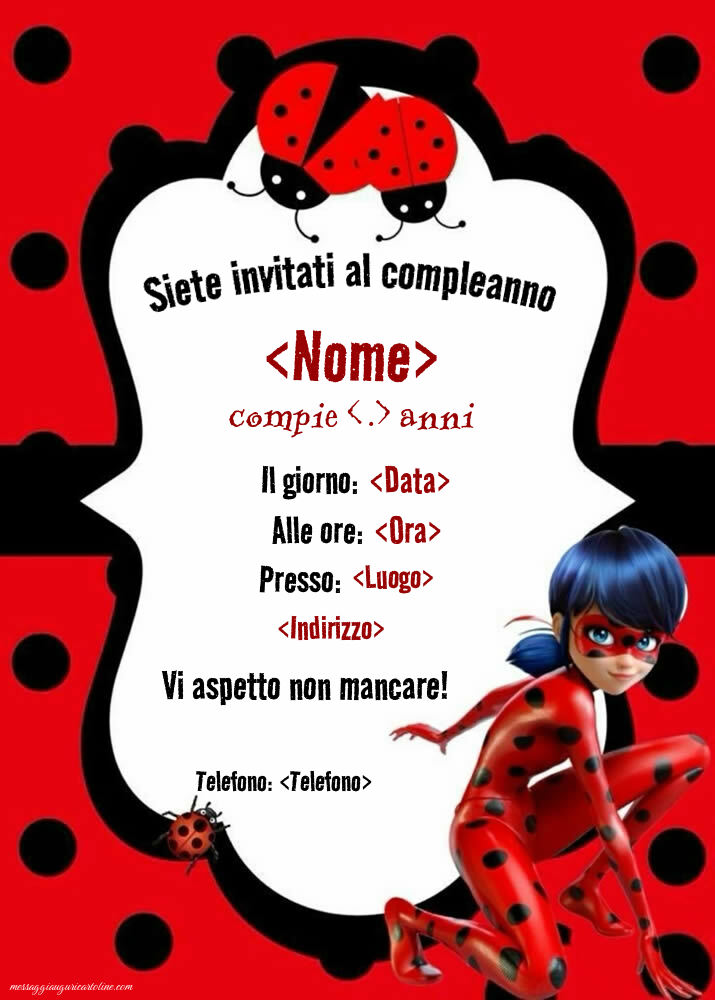 Invito festa con tema Miraculous Ladybug | Crea inviti personalizzati ...