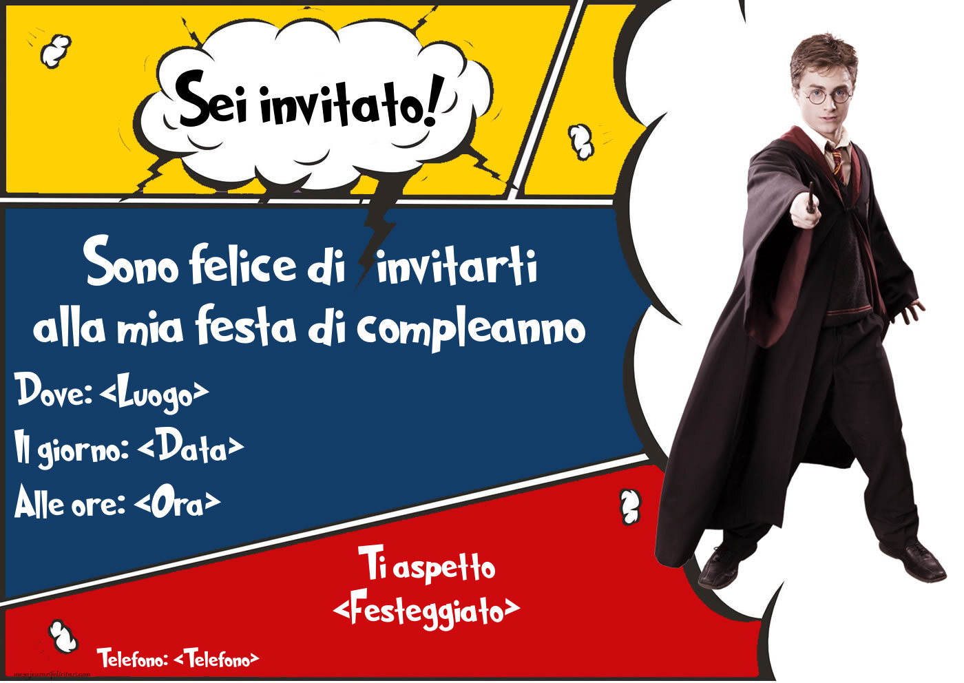 Invito con Harry Potter | Crea inviti personalizzati di compleanno per ...