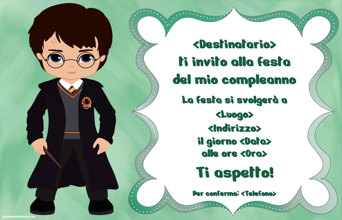 Invito festa con tema Harry Potter | Crea inviti personalizzati di ...