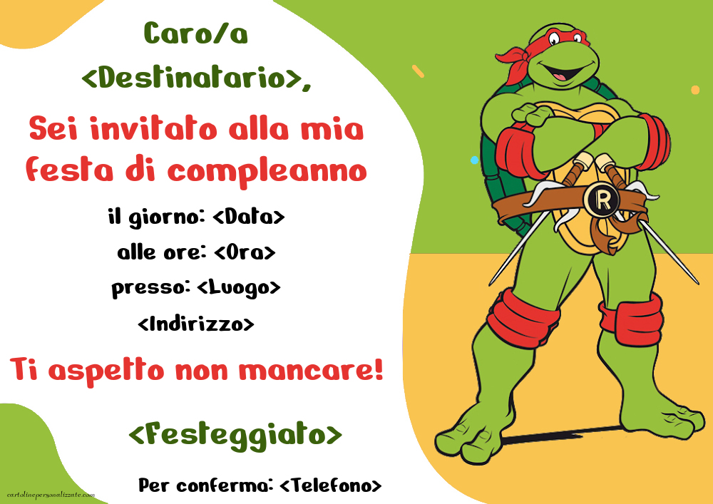 Invito digitale Tartarughe Ninja | Crea inviti personalizzati di ...