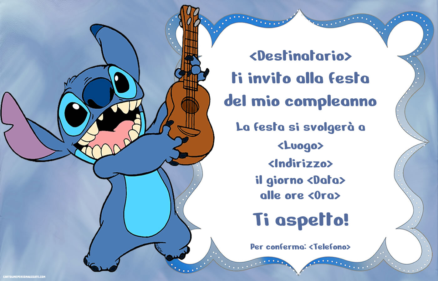 Invito festa con tema Stitch | Crea inviti personalizzati di compleanno ...