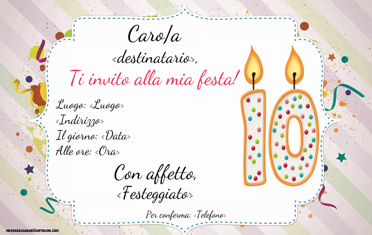 Per bambini di 10 anni: Ti invito alla mia festa! | Crea inviti ...