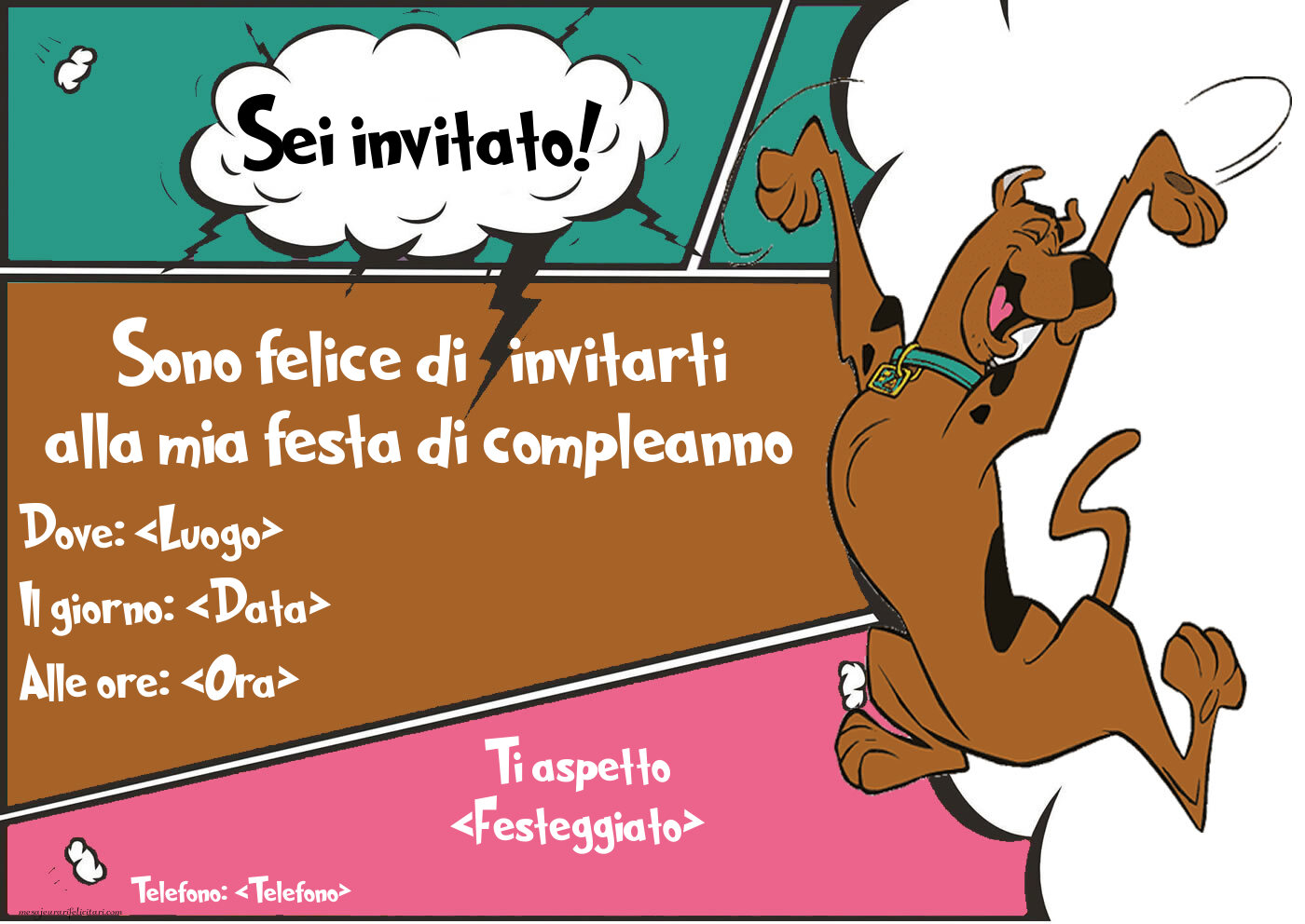 Invito alla festa con Scooby Doo | Crea inviti personalizzati di ...