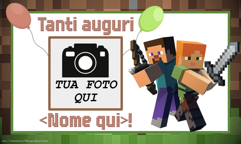 Auguri con i personaggi di Minecraft e foto per il festeggiato | Crea ...