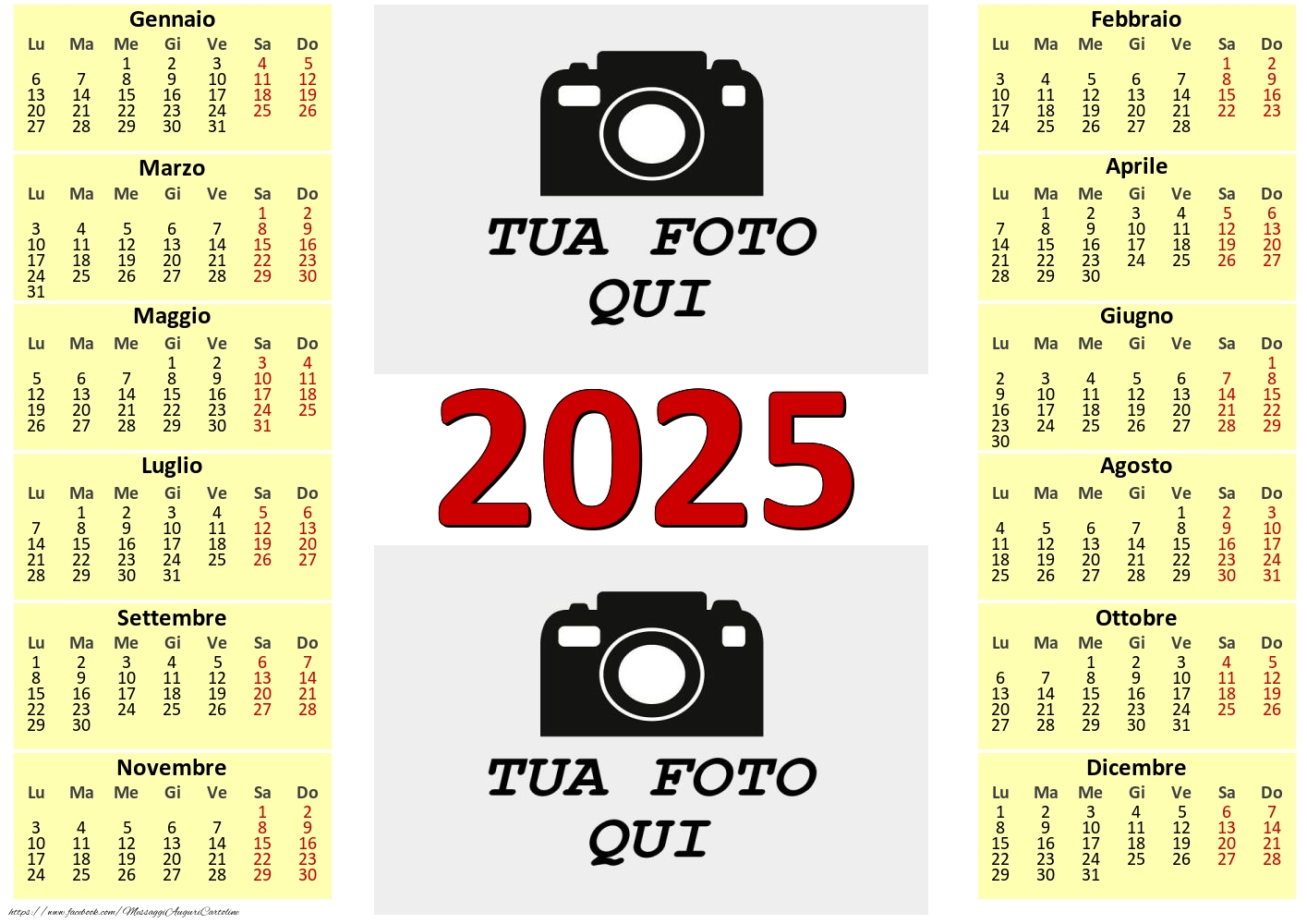Calendario 2025 con 2 fotos - Modello 006 | Calendari personalizzati ...
