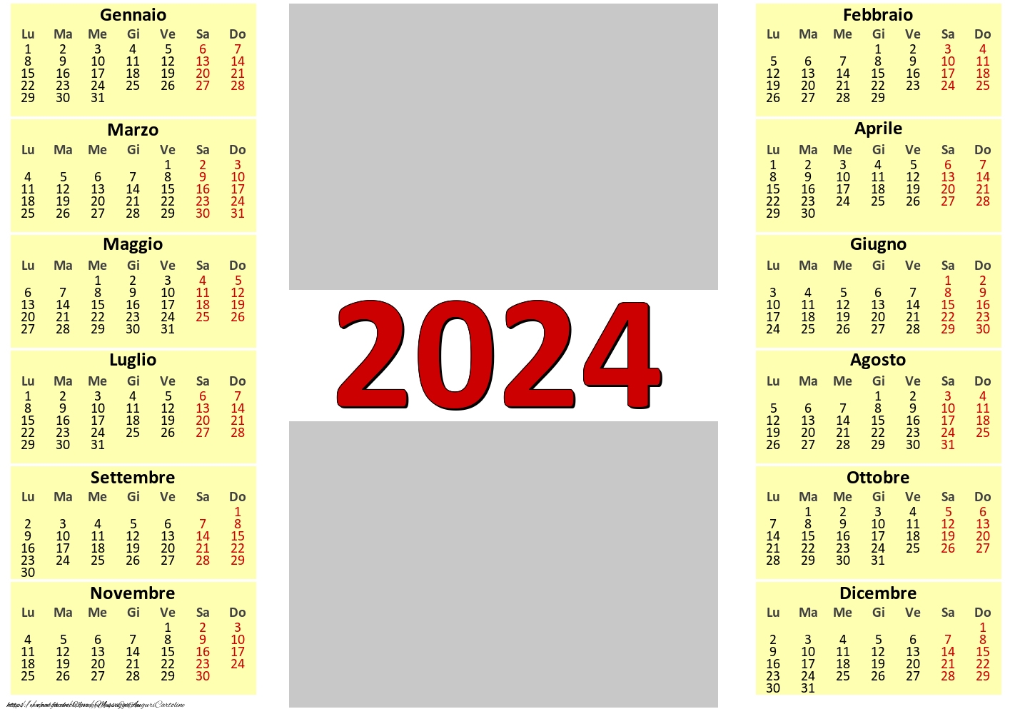Calendario classico 2024 con un'immagine | Calendari personalizzati ...